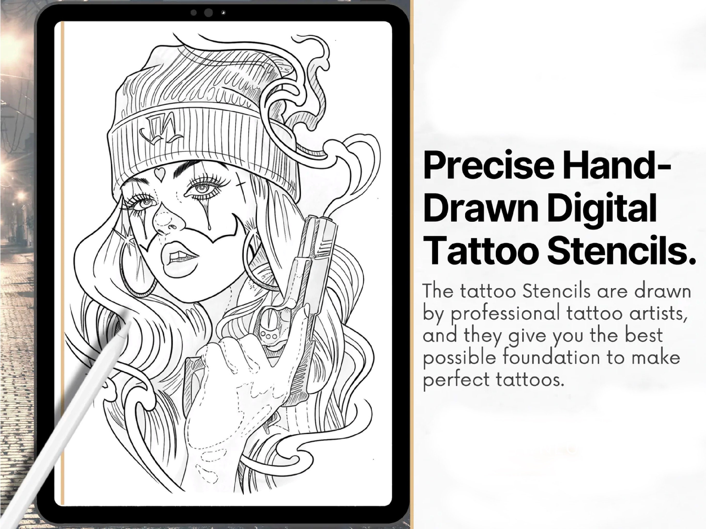 Chicano Brushes Procreate Tattoo Stencil & Reference Kit - Etsy