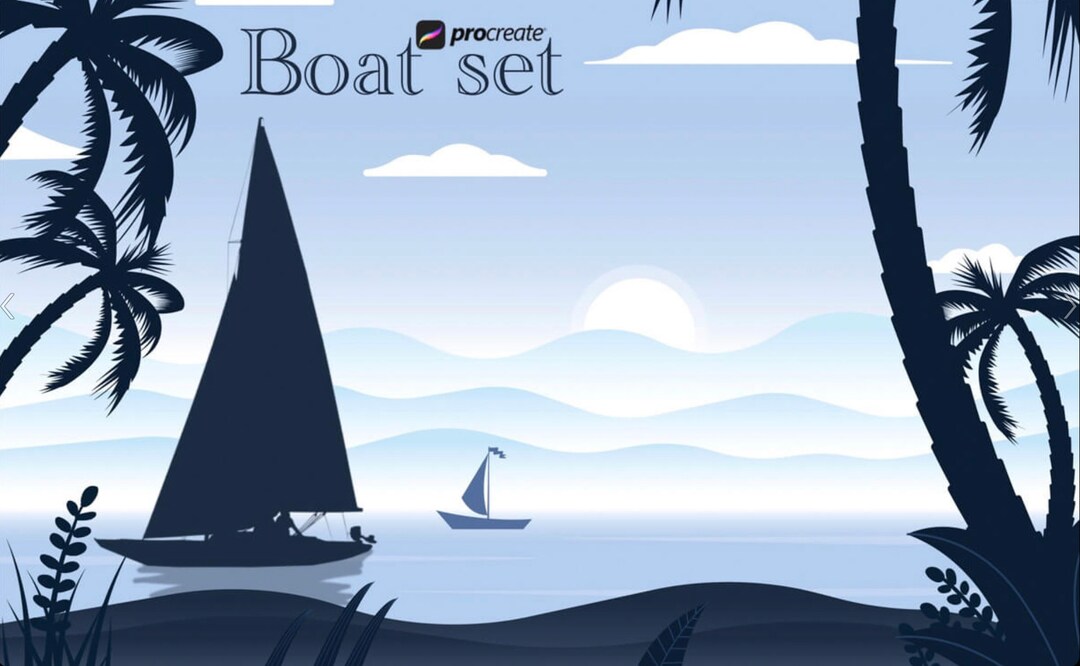 Procreate 4 Boat Stamps Set - Etsy