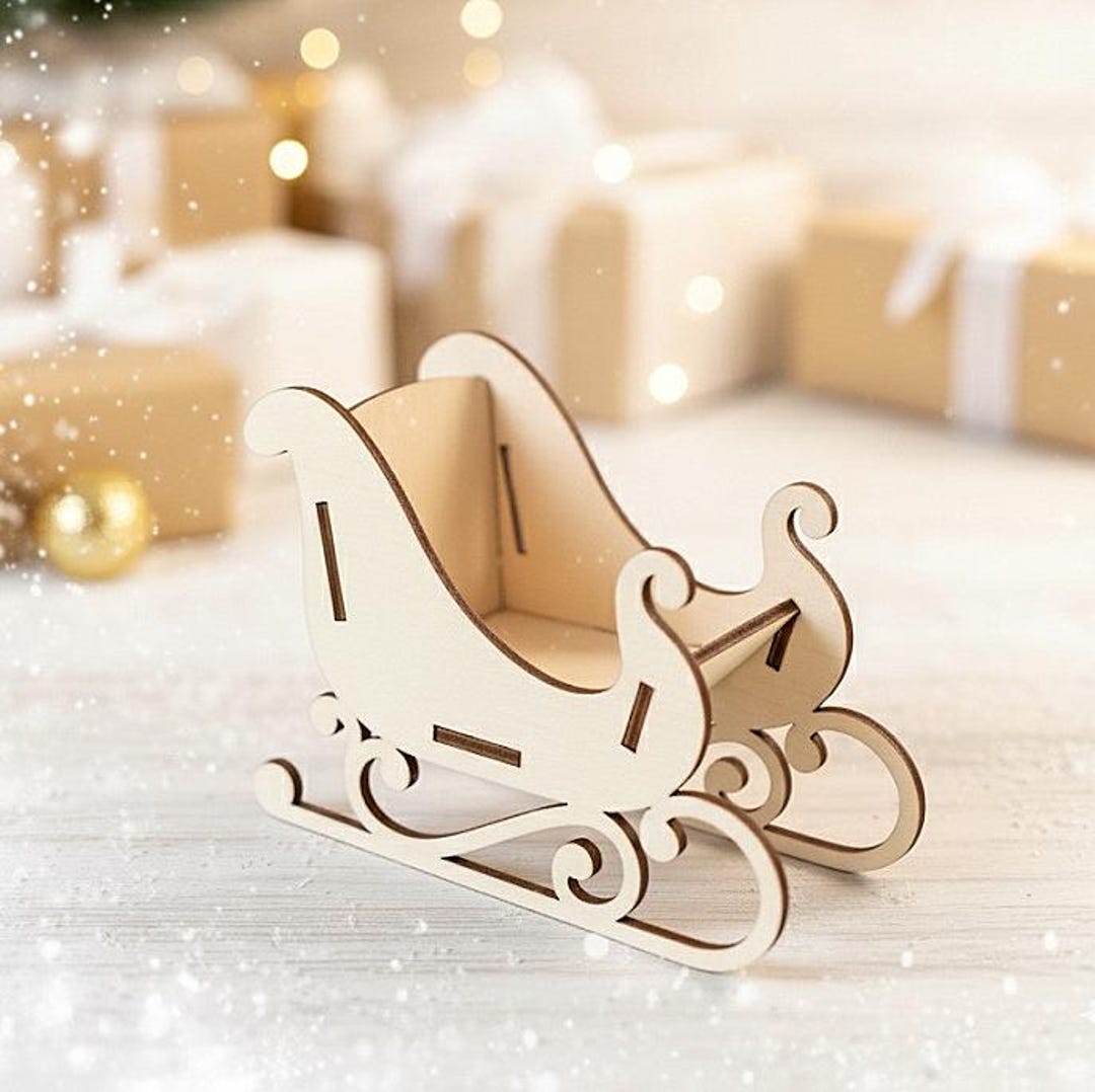 Glowforge Christmas Sleigh SVG DXF File | 3D Laser Cut Wood Template ...