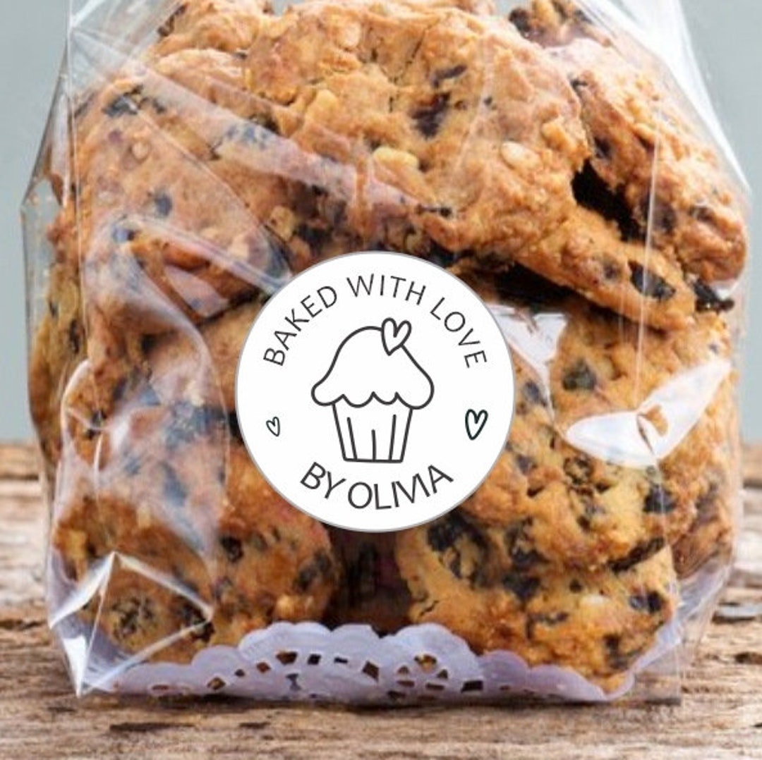 Personalized Baked With Love Stickers: Gold Foil Kitchen Labels - Etsy
