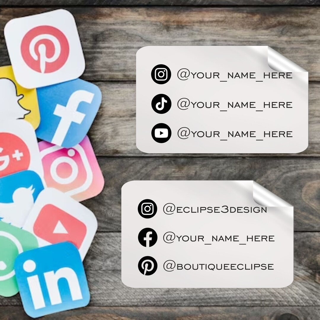Social Media Stickers, Socia Media Label, Social Media Username, Small ...