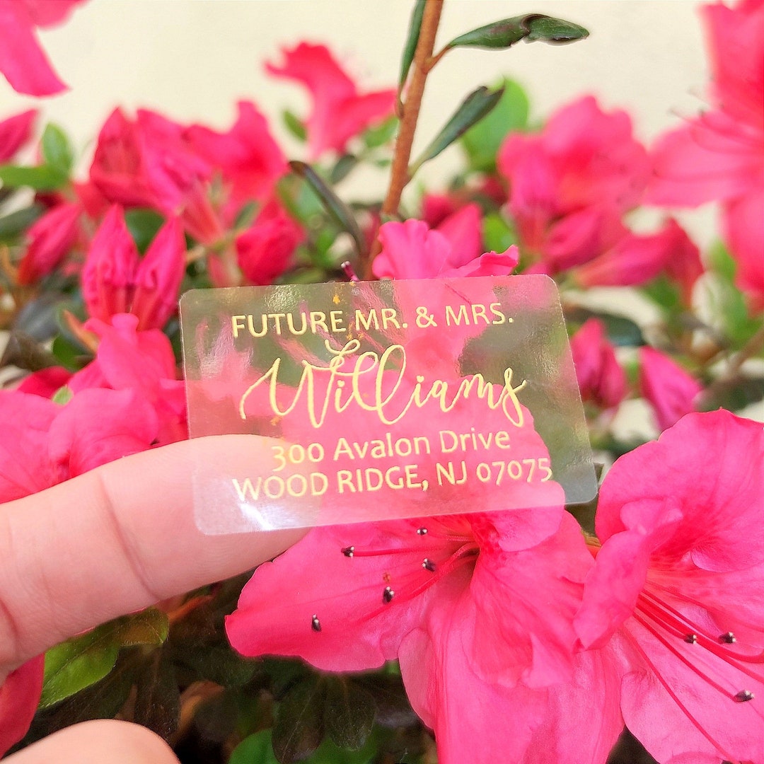 Gold Foil Return Address Labels, Transparent Return Address Label Foil ...