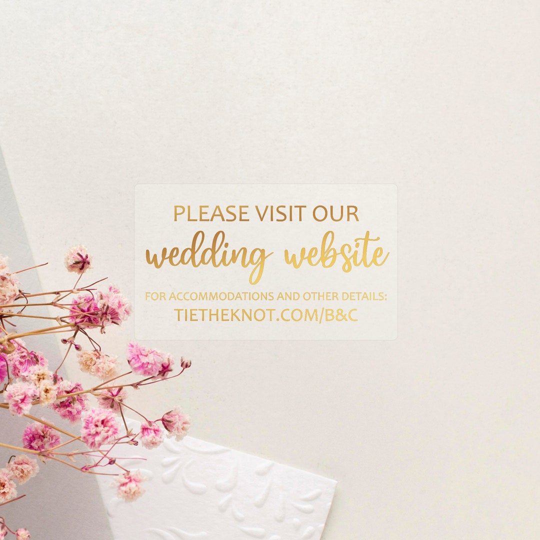 Custom Wedding Website Stickers: Clear Gold Foil Labels - Etsy