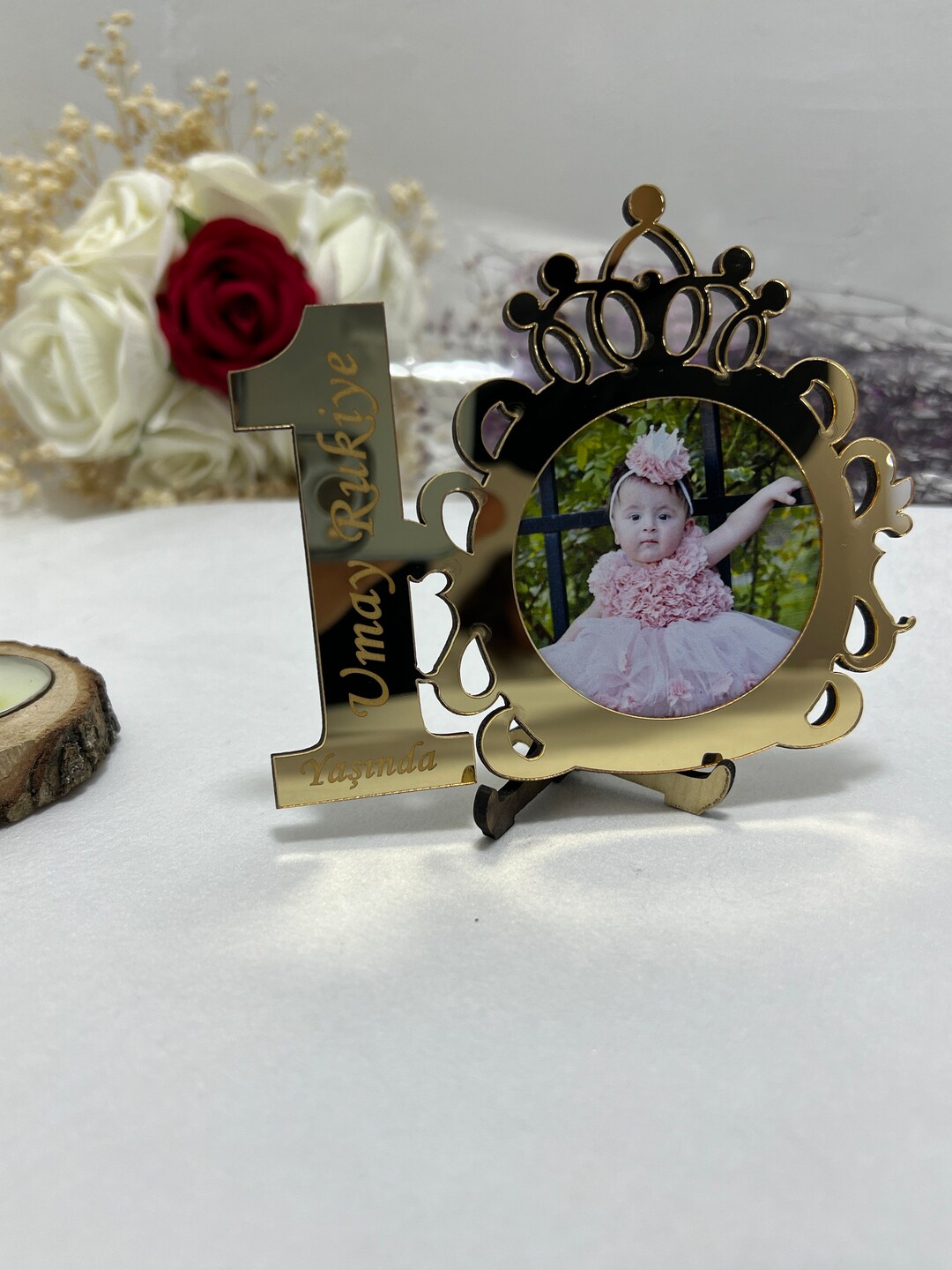 Rose Gold Birthday Photo Frame Magnet, 1st Birthday Favors Girl, First ...