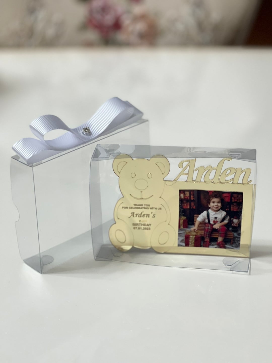 Rose Gold Birthday Photo Frame Magnet, 1st Birthday Favors Girl, First ...
