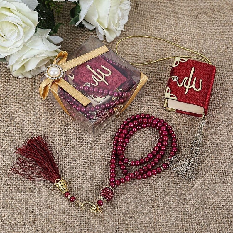Velvet Mini Quran Pearl Tasbeeh Decorated Box Gift Eid Favor - Etsy