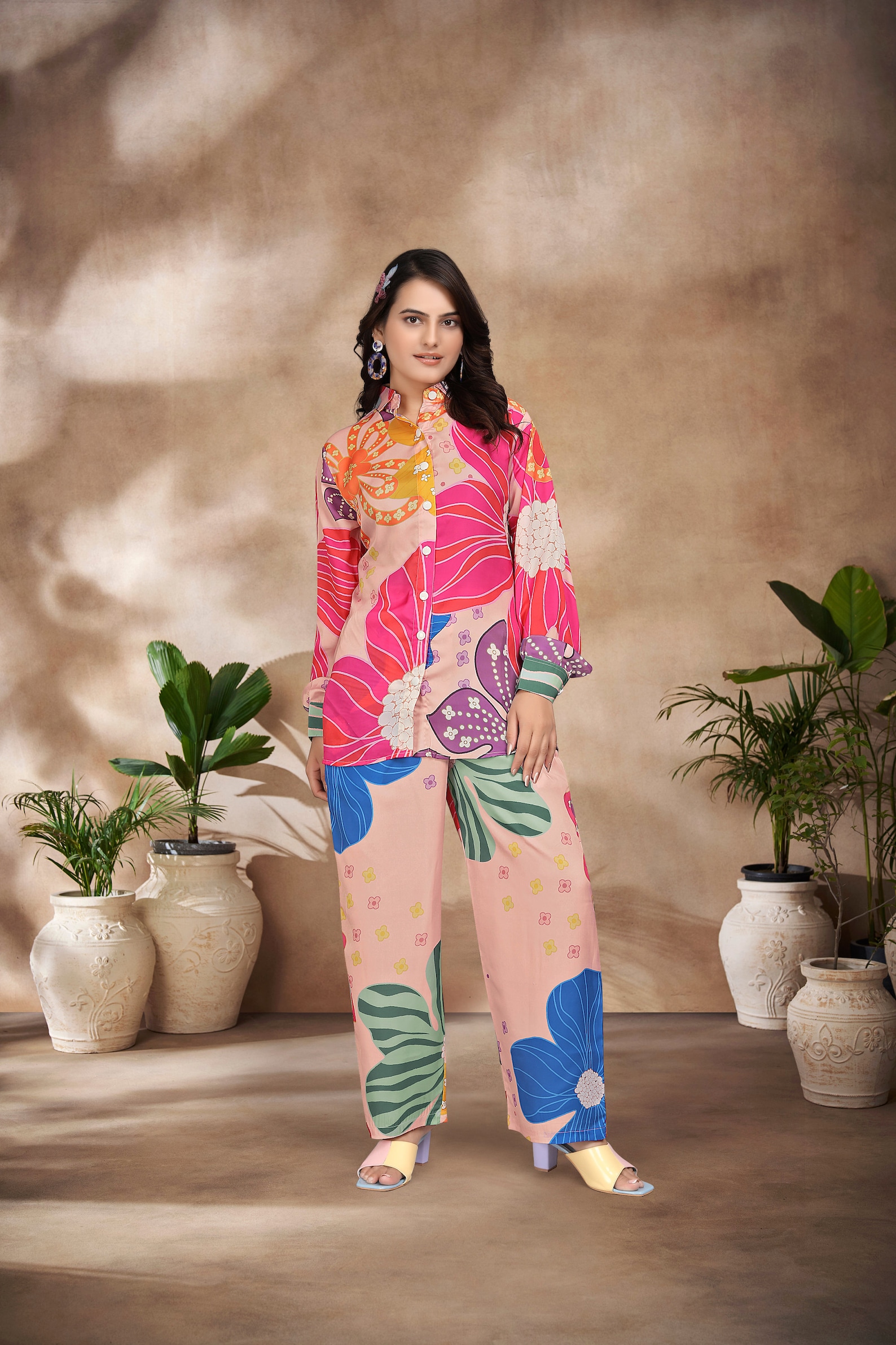 Pink Floral Co-ord Set: Imported Fabric Two-piece Outfit - Etsy