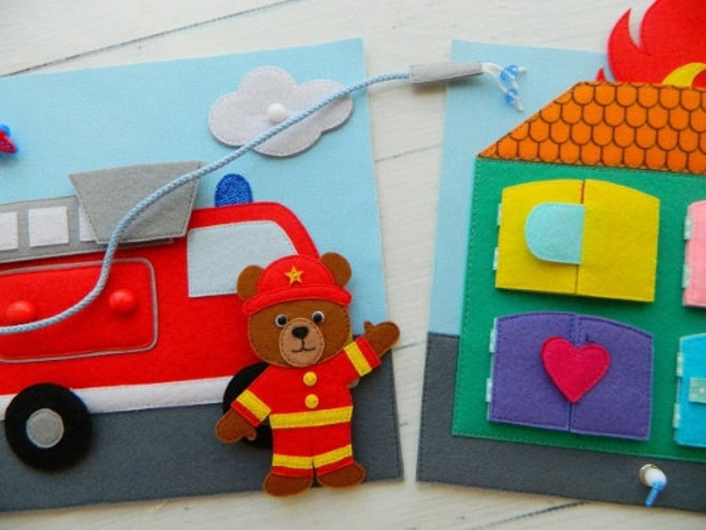 Quiet Book PDF Pattern Fire Engine, Quiet Book PDF Templates, Transport ...