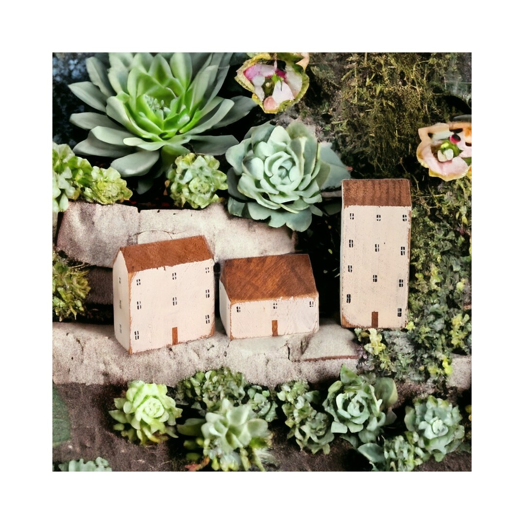 Set of 3 Miniature White Cottages Unique Gift Handmade - Etsy
