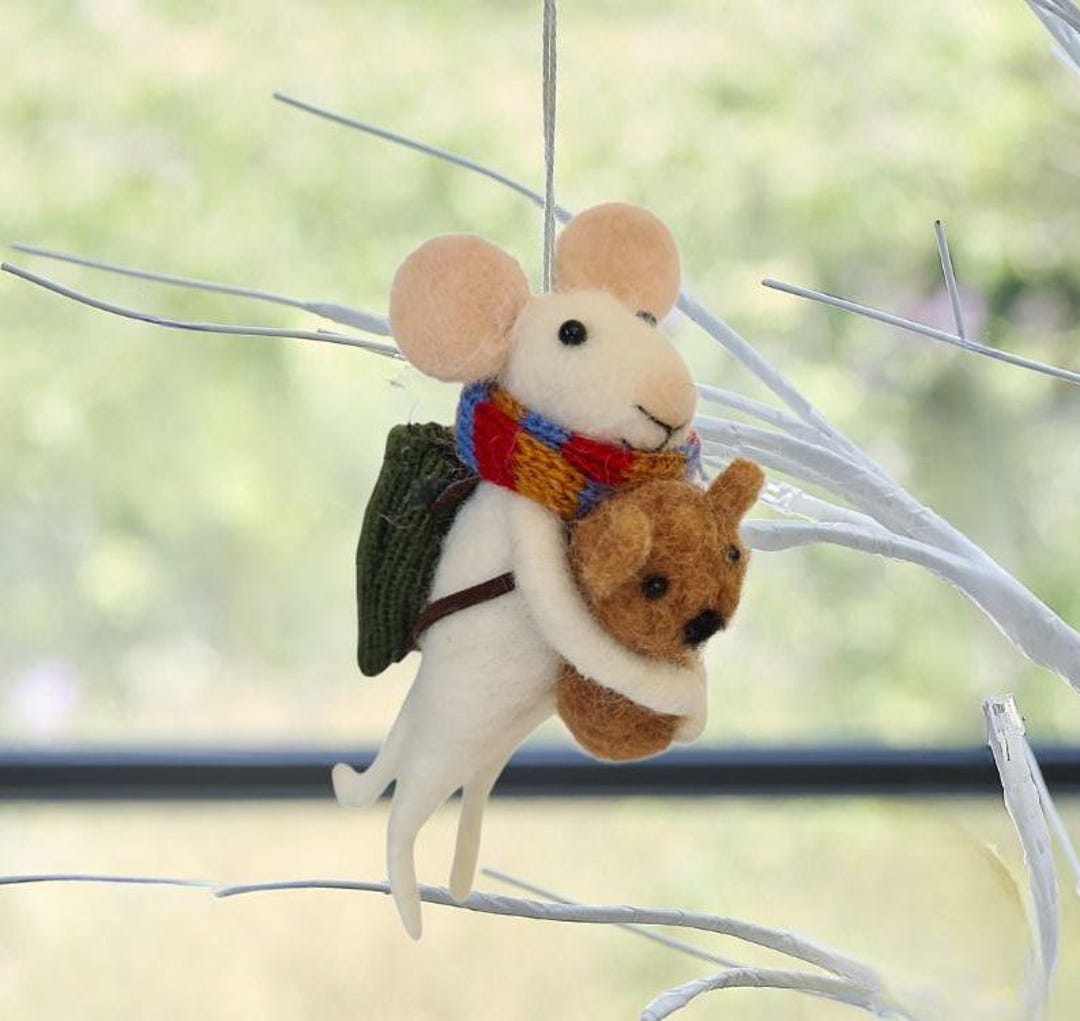 Edward Mouse With Teddy Bear, Wool Scarf, Rucksack - Handcrafted Easter ...