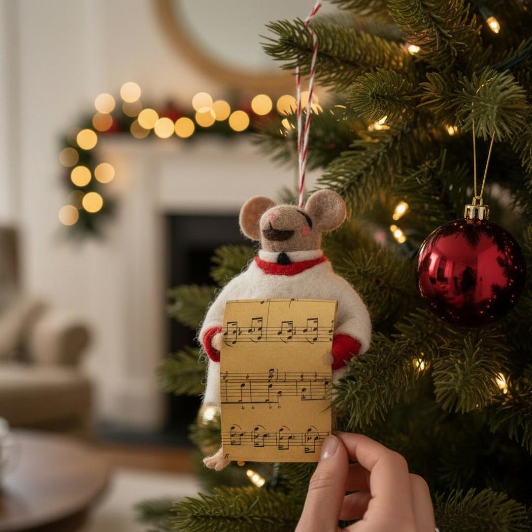 Church Mouse Christmas Hanging Decoration - Handmade Festive Xmas Tree ...