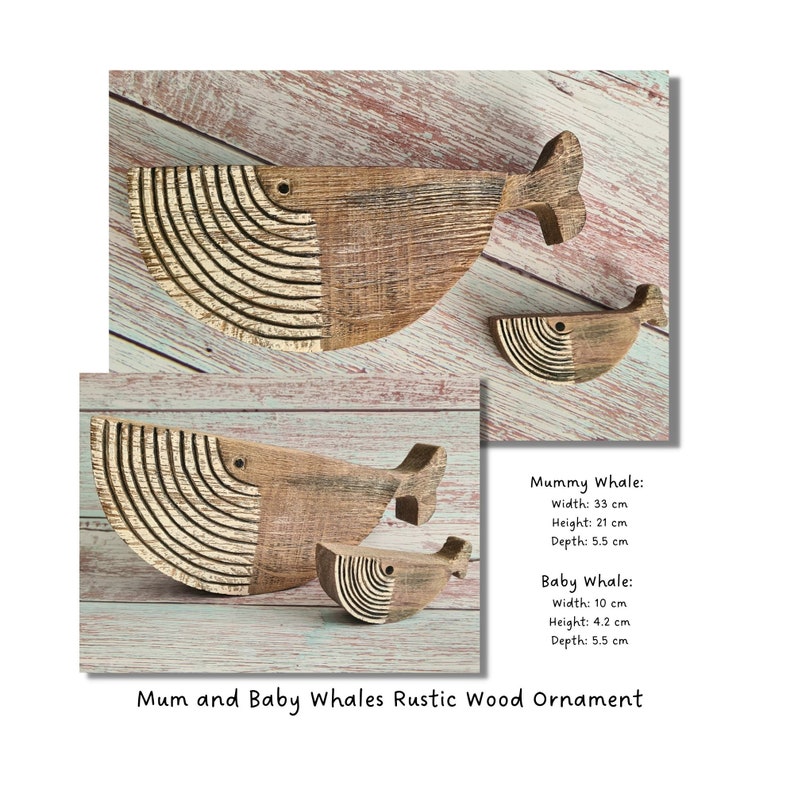 Wooden Carved Whales / Set of 2 / Rustic Coastal Decor / - Etsy