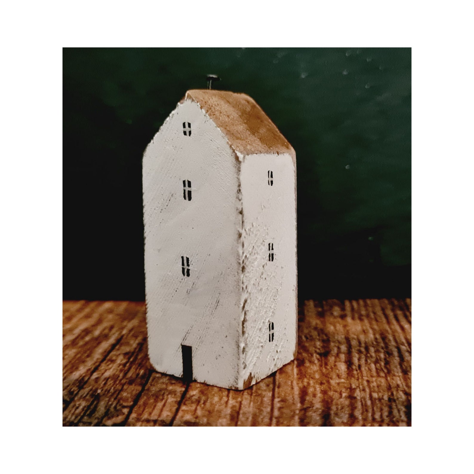 Set of 3 Miniature White Cottages, Unique Gift, Handmade Wooden Houses ...