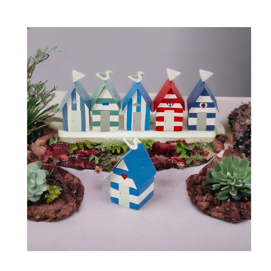 Miniature Handmade Beach Huts / Handmade and Hand Painted Wood & Metal ...