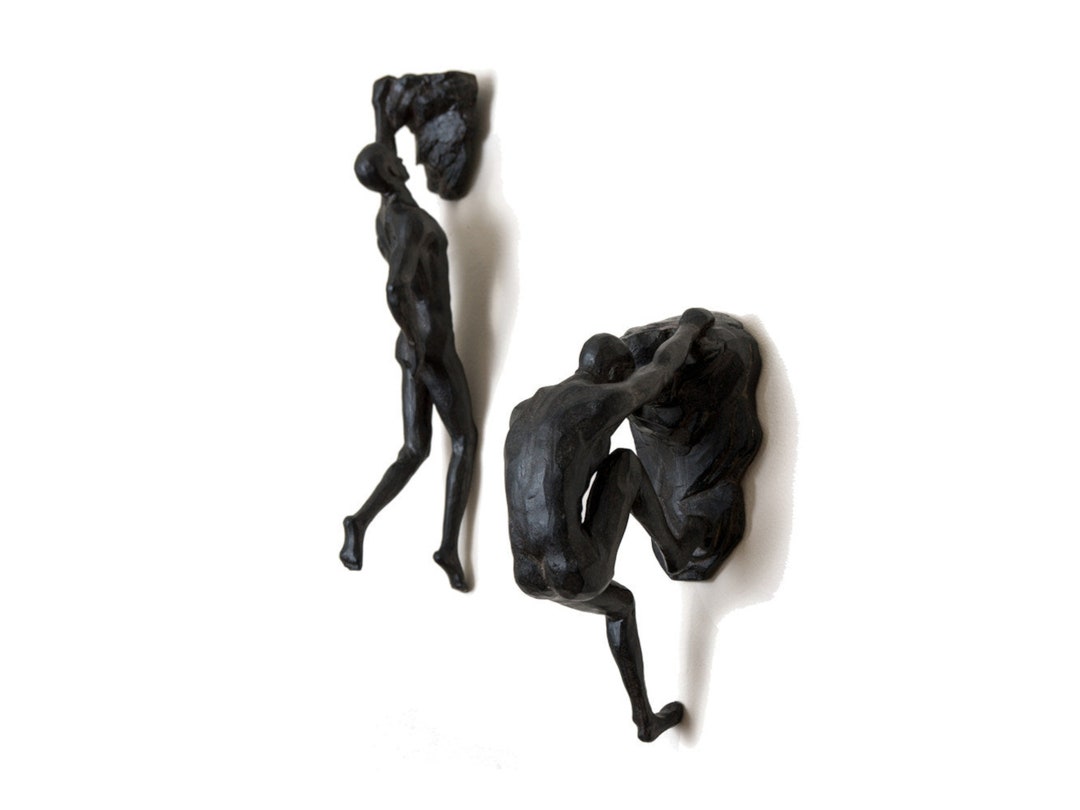 Large Bronze Rock Climber Figurines Wall Climbing Men Sculpture Poly ...