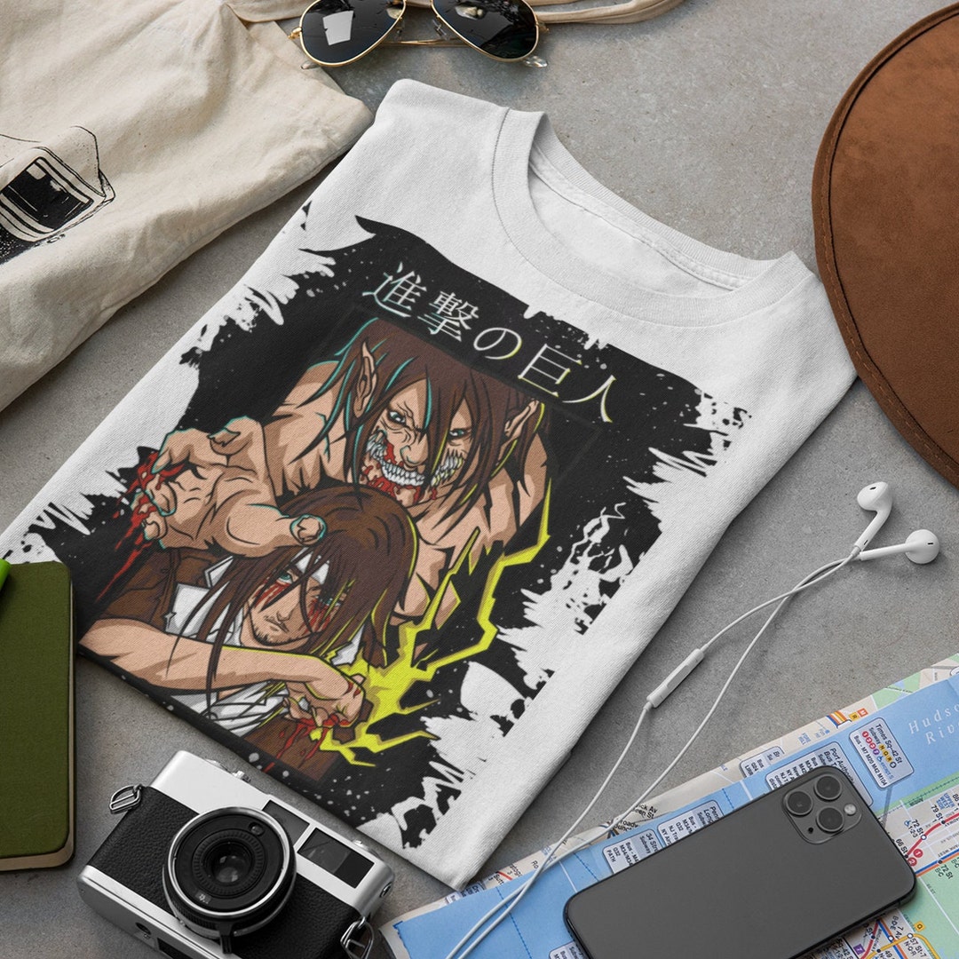 Anime Manga Attack on Titan Tatakae Unisex White T-shirt - Etsy