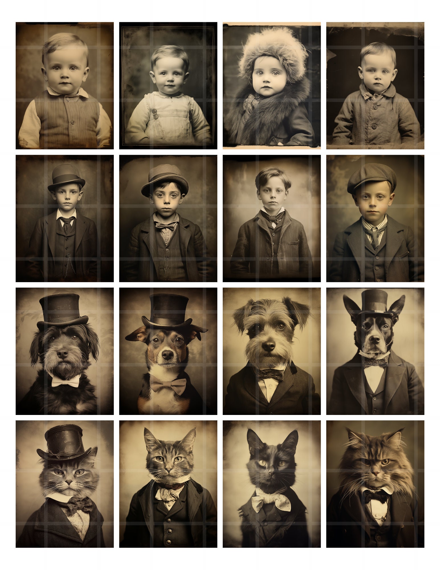 80 Printable Portraits for Scrapbooking, 5 Junk Journal 8.5 X 11 Sheets ...