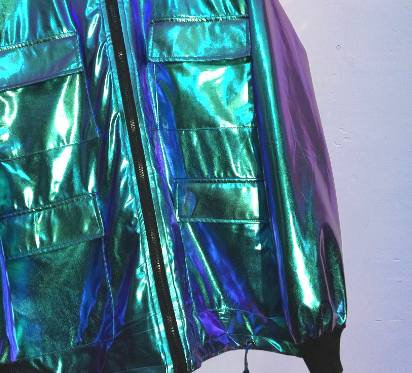 Metallic Green Holograh Jacket Windbreaker Blazer Raincoat Cyber Galaxy ...