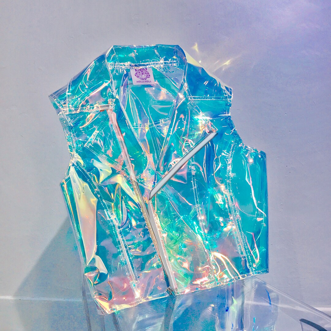 Iridescent Holographic Vest: Cyberpunk Rave Fashion, Custom Vinyl - Etsy