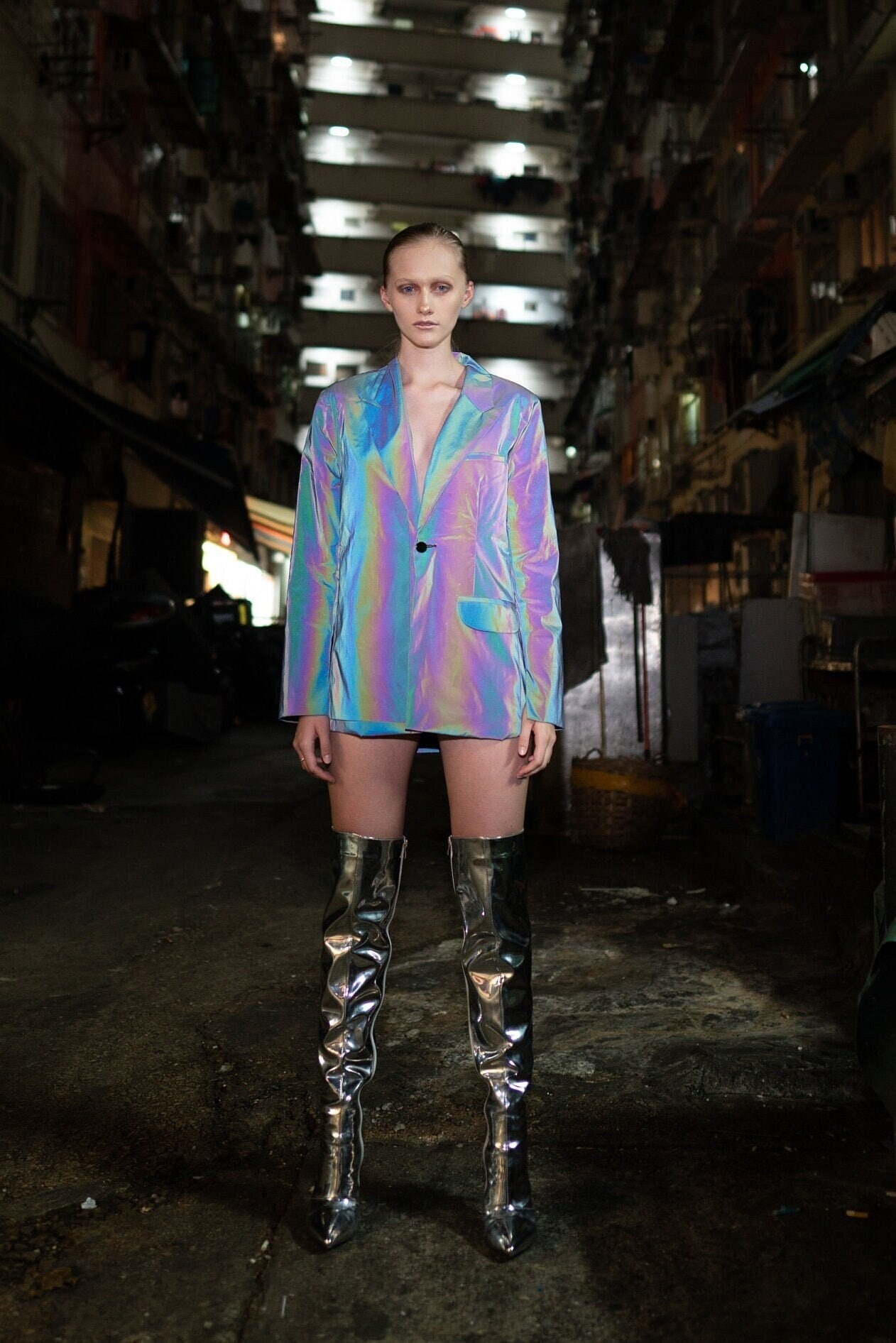 Reflective Asymmetrical Blazer Jacket Raincoat Cyber Galaxy Rave - Etsy