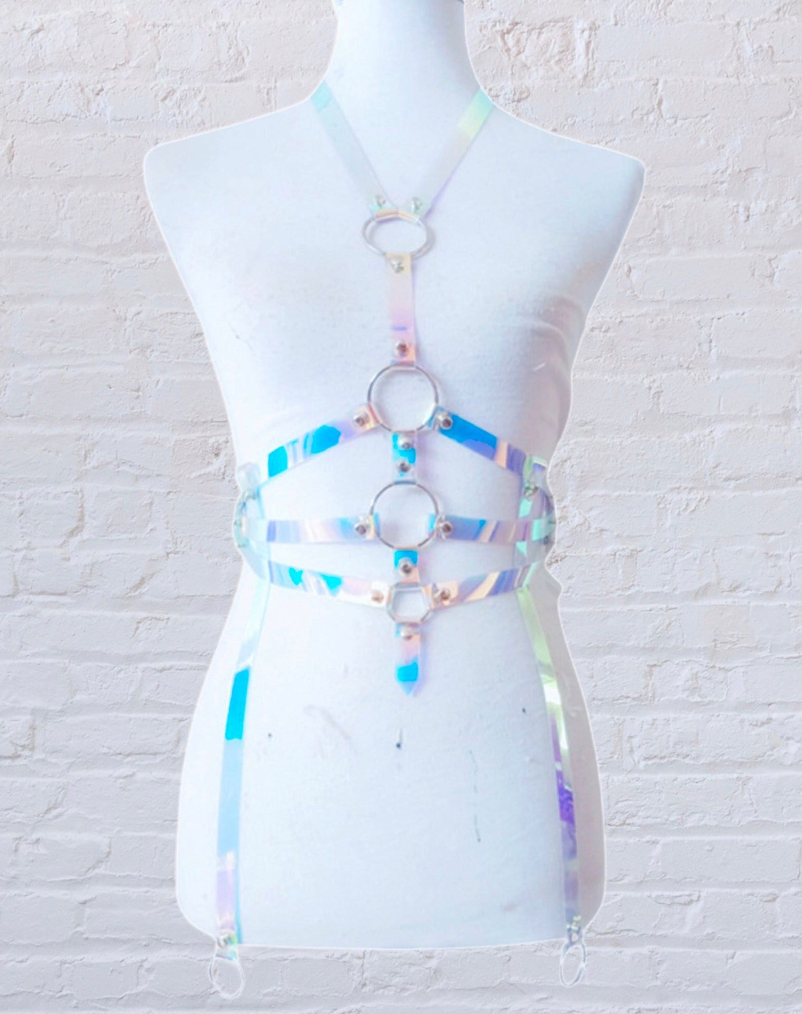 Rainbow Holographic Belt See Through , Iridescent Vinyl , PVC, Festival ...
