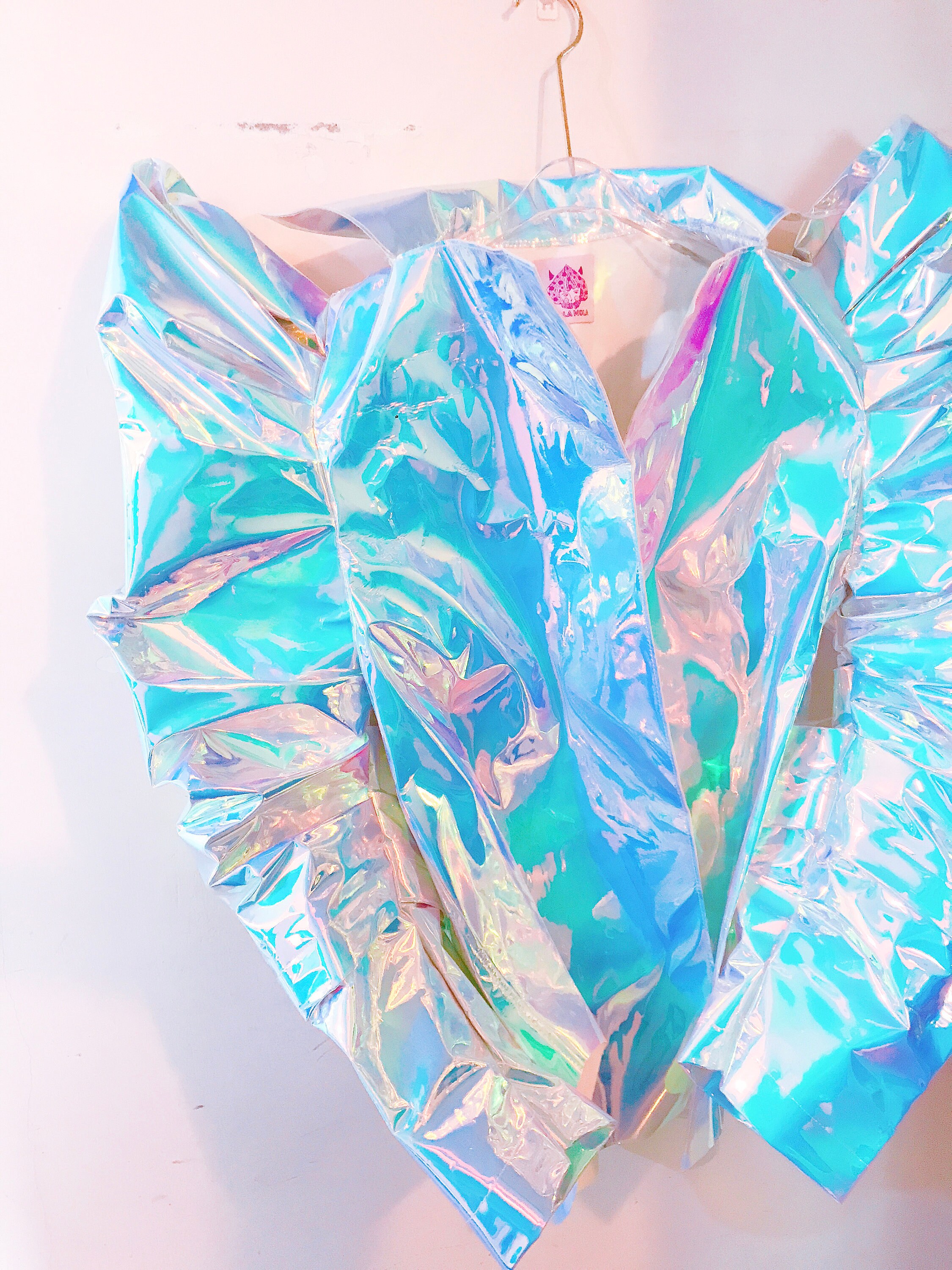 Holographic Outfit Metaverse Jacket: Futuristic Iridescent Stage Rave ...