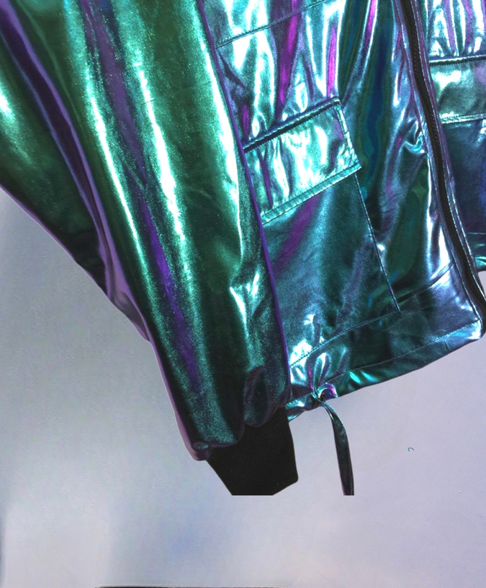 Metallic Green Holograh Jacket Windbreaker Blazer Raincoat Cyber Galaxy ...
