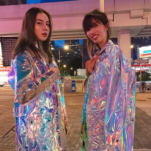 Iridescent Holographic PVC Jacket: Rave Reflective Outfit - Etsy