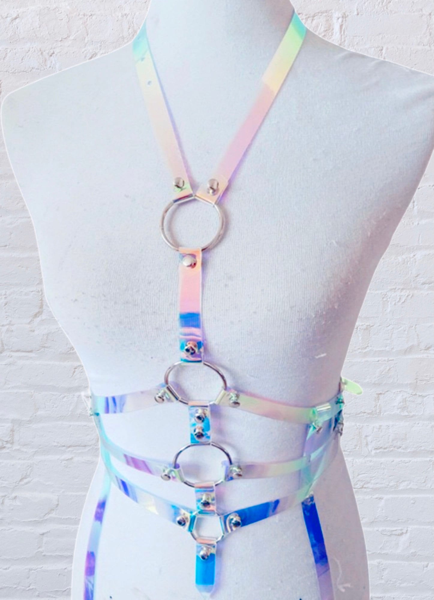 Rainbow Holographic Belt See Through , Iridescent Vinyl , PVC, Festival ...