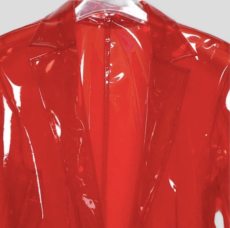 Plastic Red Clear Tpu Pvc Iridescent Raincoat Coat - Etsy