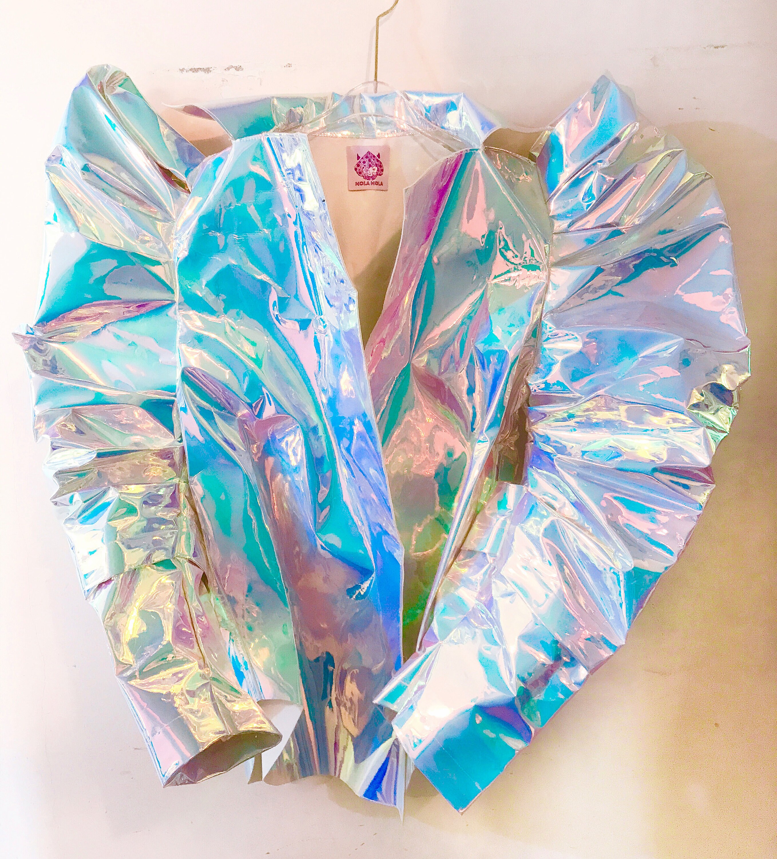 Holographic Outfit Metaverse Jacket: Futuristic Iridescent Stage Rave ...
