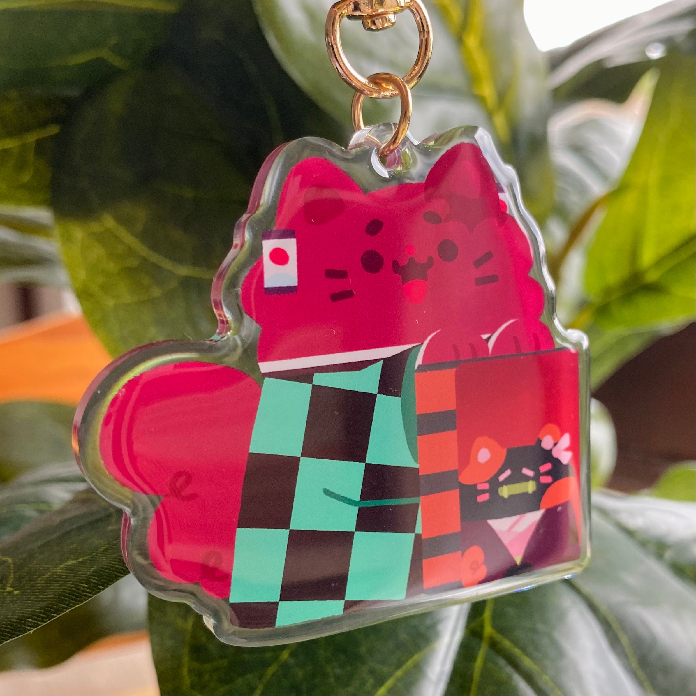 Tanjiro and Nezuko Cat Acrylic Charm - Etsy