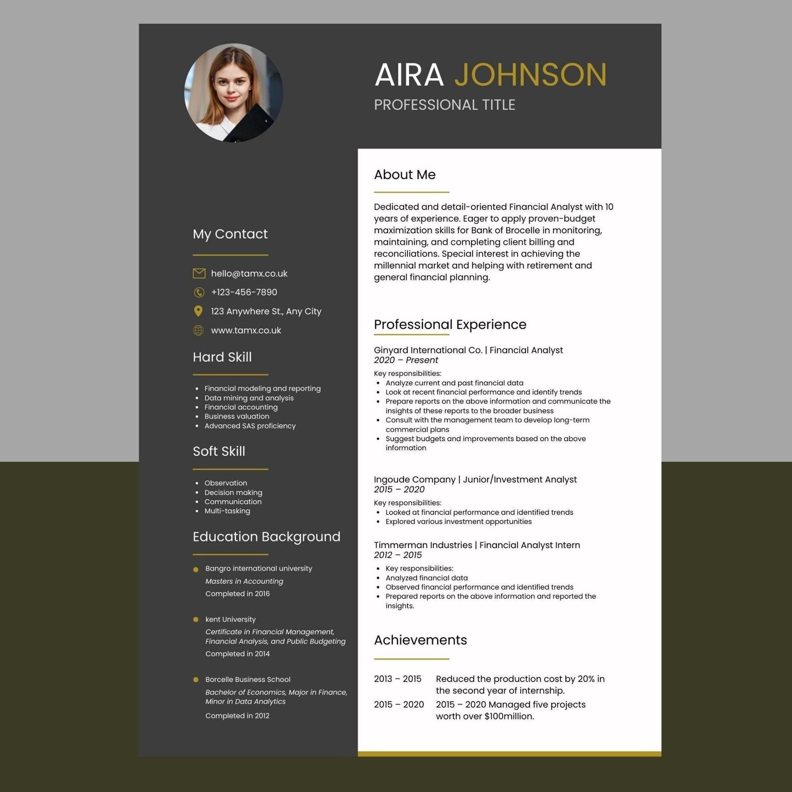 Resume Template With Photo, Professional Resume Template for Canva ...