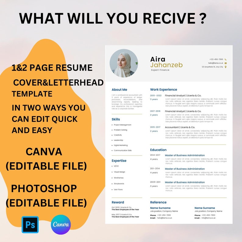 CV TEMPLATE Resume Canva. Professional Resume Template. Minimalist ...