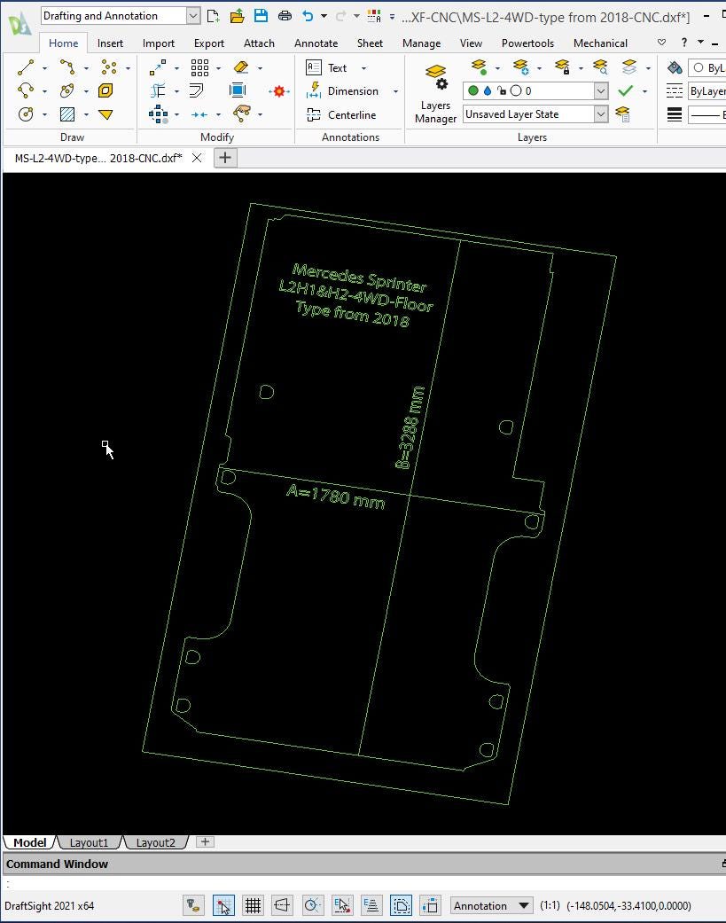 SPRINTER DXF FLOOR Template-l2 / Mwb / 144’-4wd-type From 2018- Ply ...