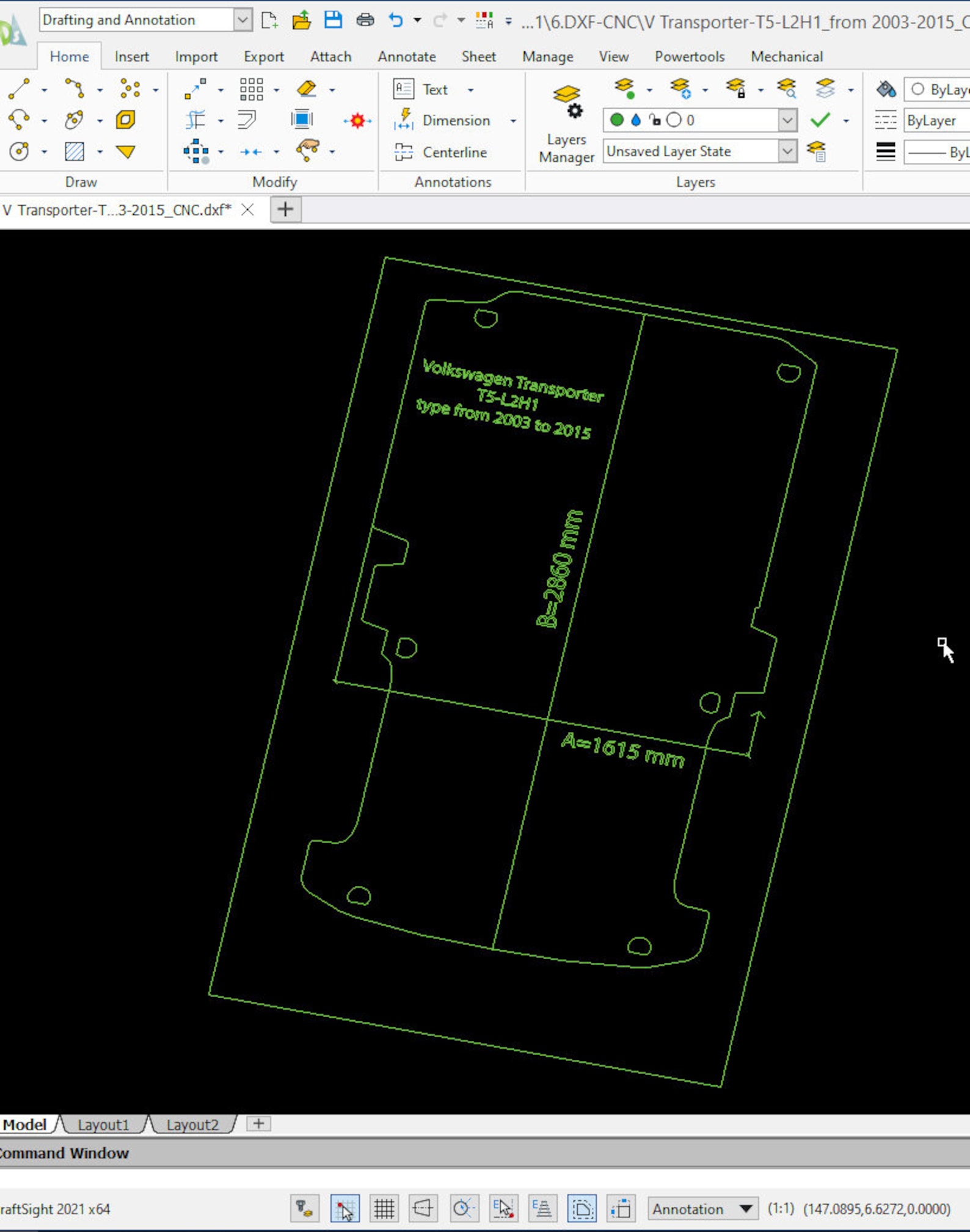 VW T5-T6 XF FLOOR Template-l2 / Mwb-type From 2003 to 2015- Ply Lining ...
