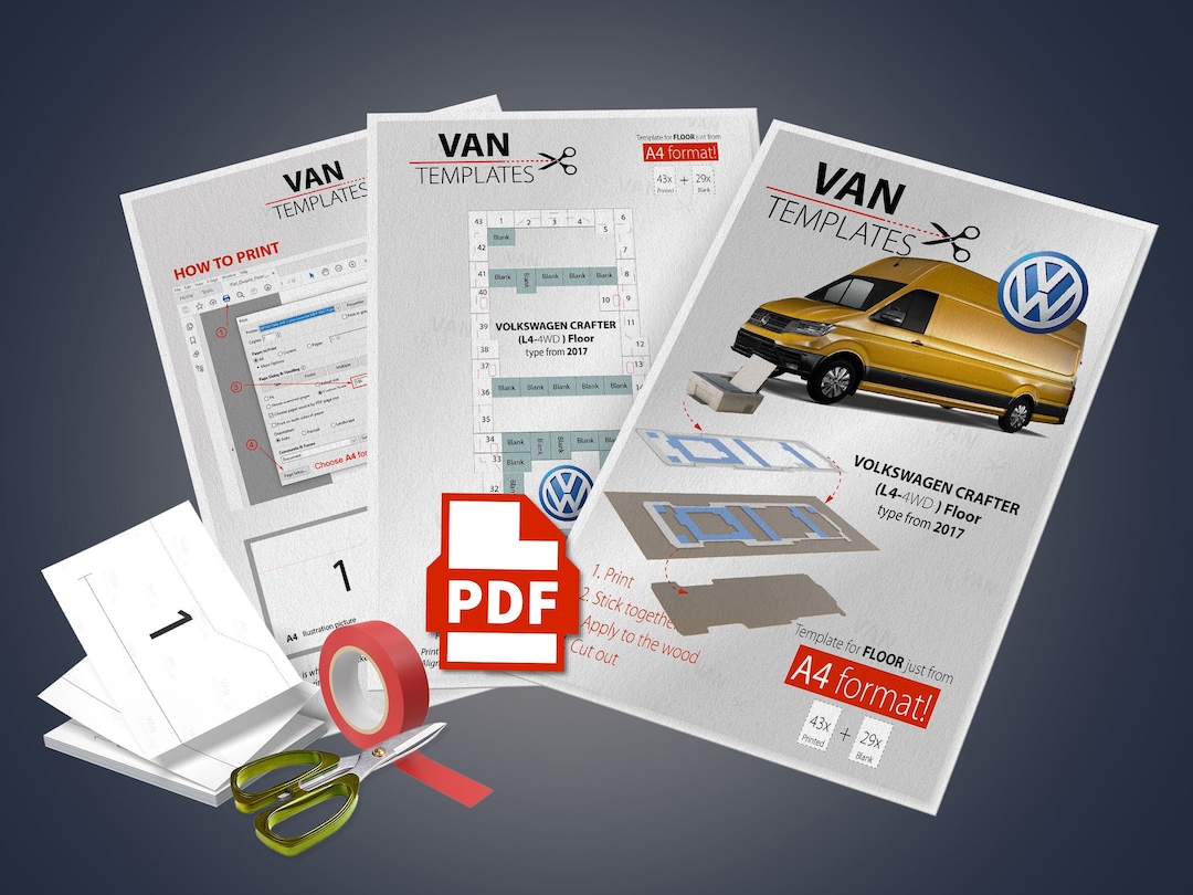 VW CRAFTER Paper Floor Template-l4 / Exlwb-4wd-type From 2017 Ply ...