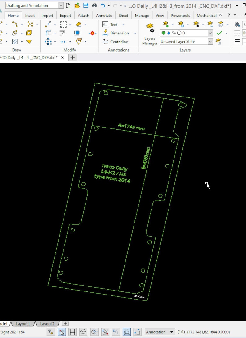 Daily DXF FLOOR Template-l4 / Exlwb - Year of Manufacture 2014- Ply ...