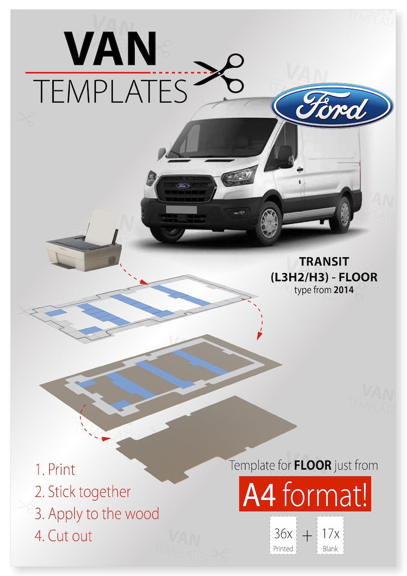 Transit Paper FLOOR Template-l3 Year of Manufacture 2014 Ply Lininig Floor-pdf, Ford, Van Ply ...
