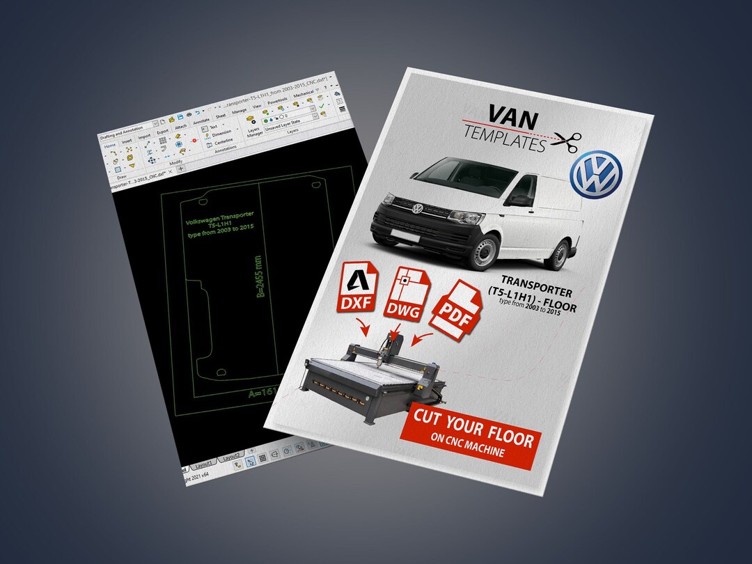 VW T5 DXF FLOOR Template-l1-type From 2003 to 2015 Ply Lininig Template ...