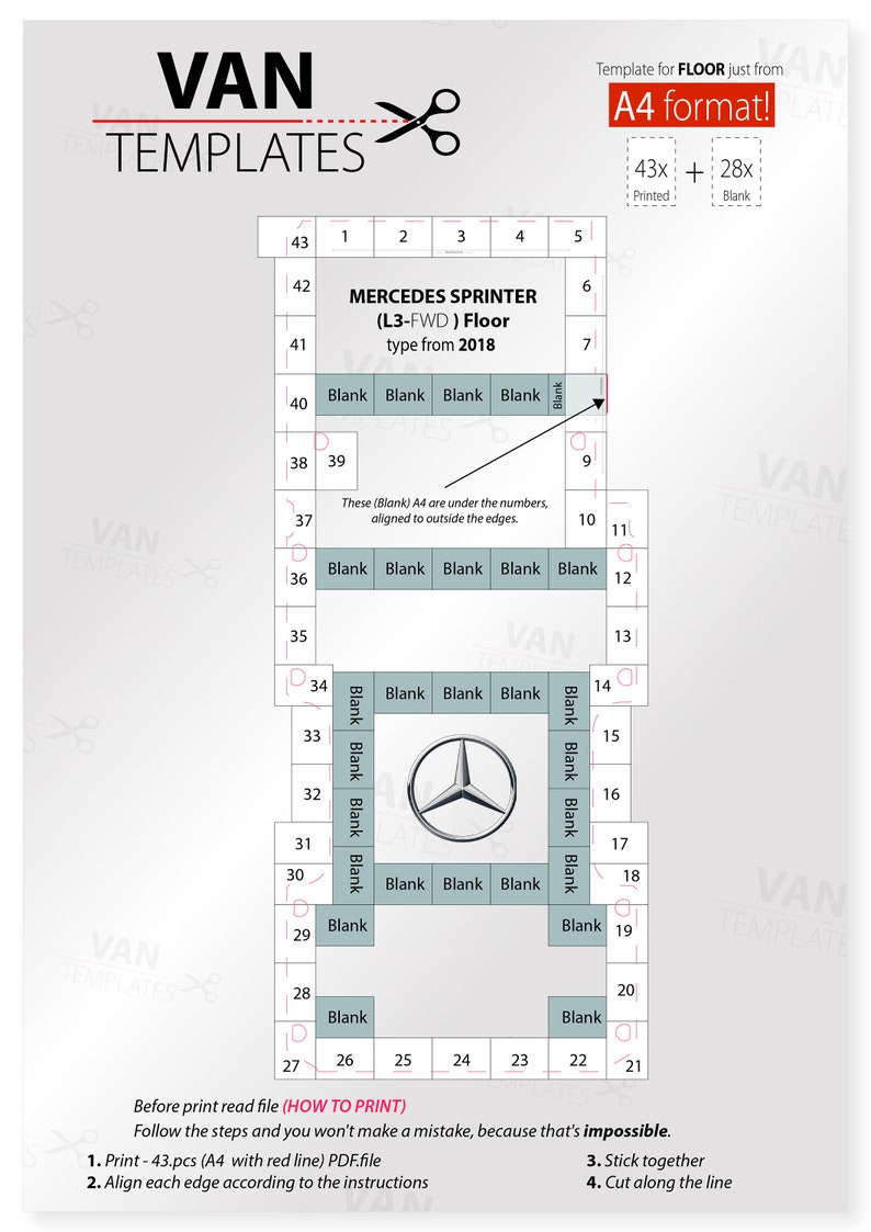 SPRINTER Paper FLOOR Template-l3-fwd-type From 2018- Right Door,ply ...