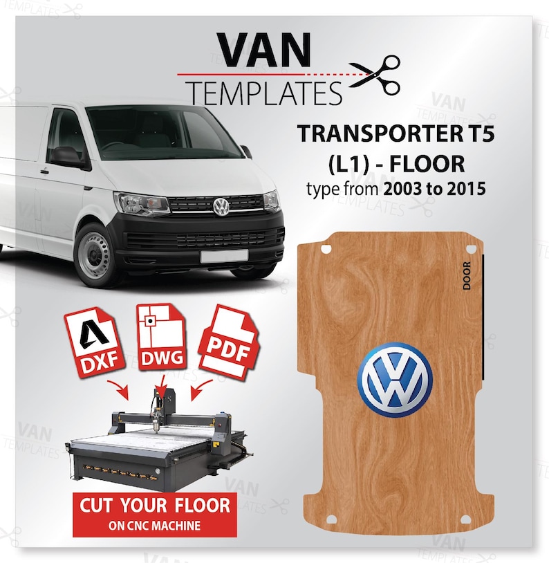 VW T5-T6 DXF FLOOR Template-l1 / Swb - Type From 2003 to 2015- Ply ...