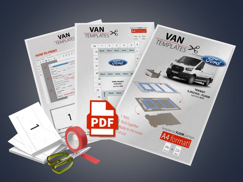 Transit Paper FLOOR Template- L2 / Mwb Year of Manufacture 2014- Ply Lining -PDF, Ford, Van ...