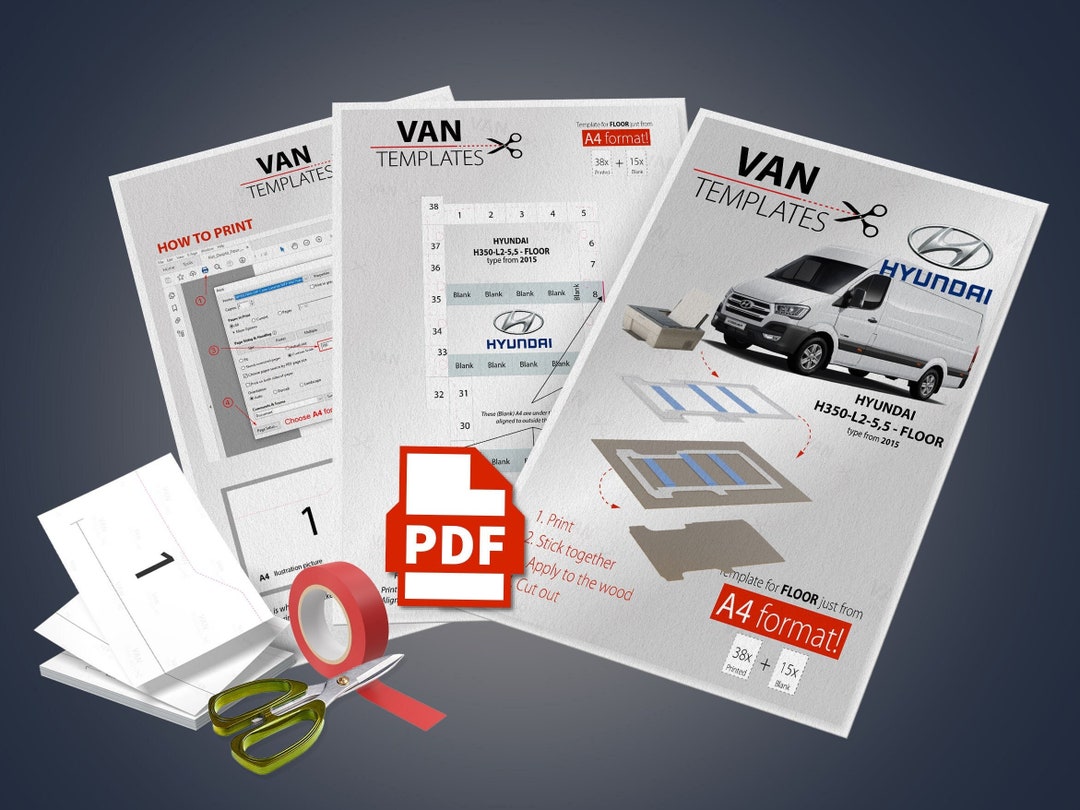 Hyundai H350 Paper FLOOR Template-l2-5,5 / Mwb Year of Manufacture 2015 ...
