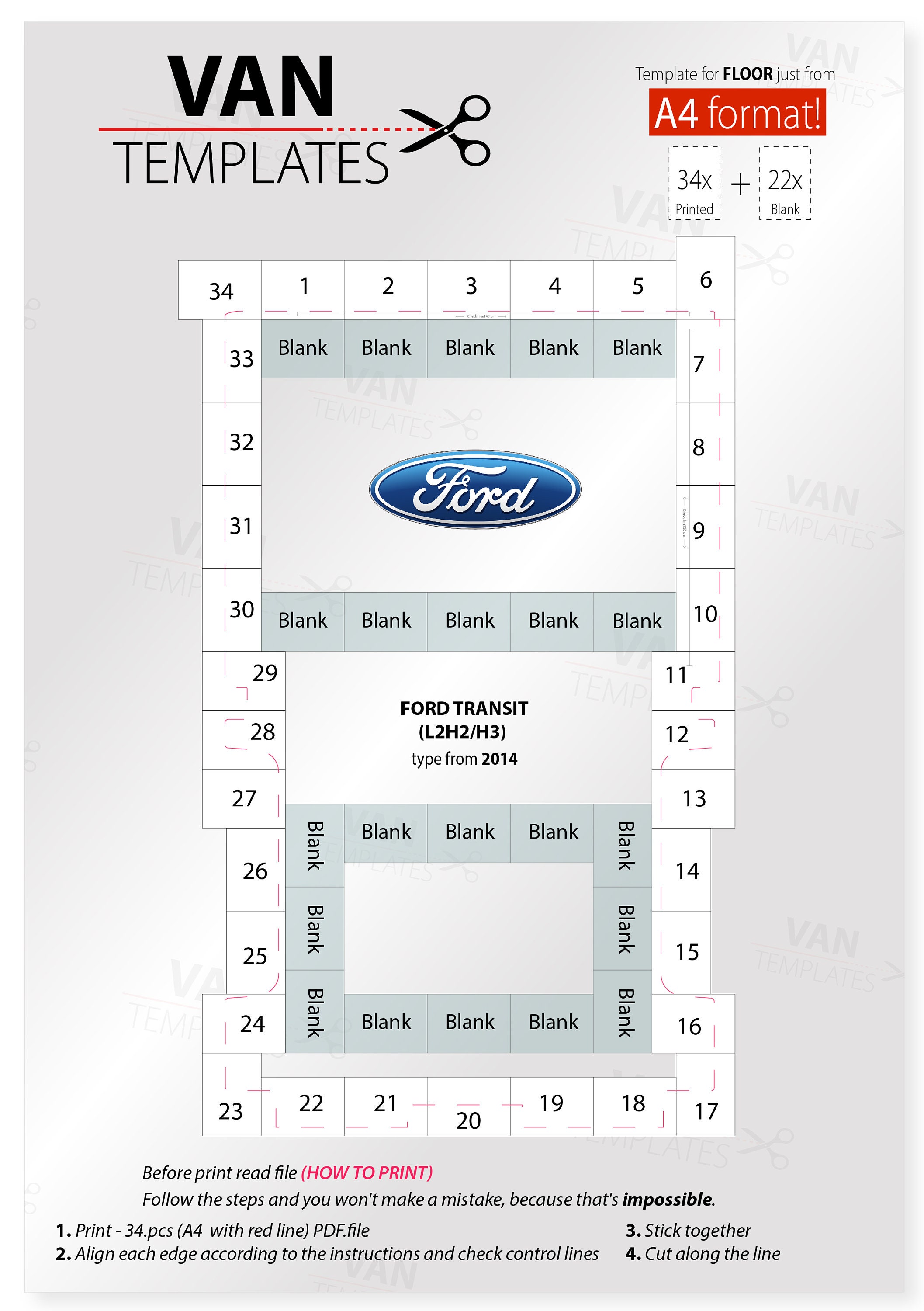 Transit Paper FLOOR Template- L2 / Mwb Year of Manufacture 2014- Ply ...