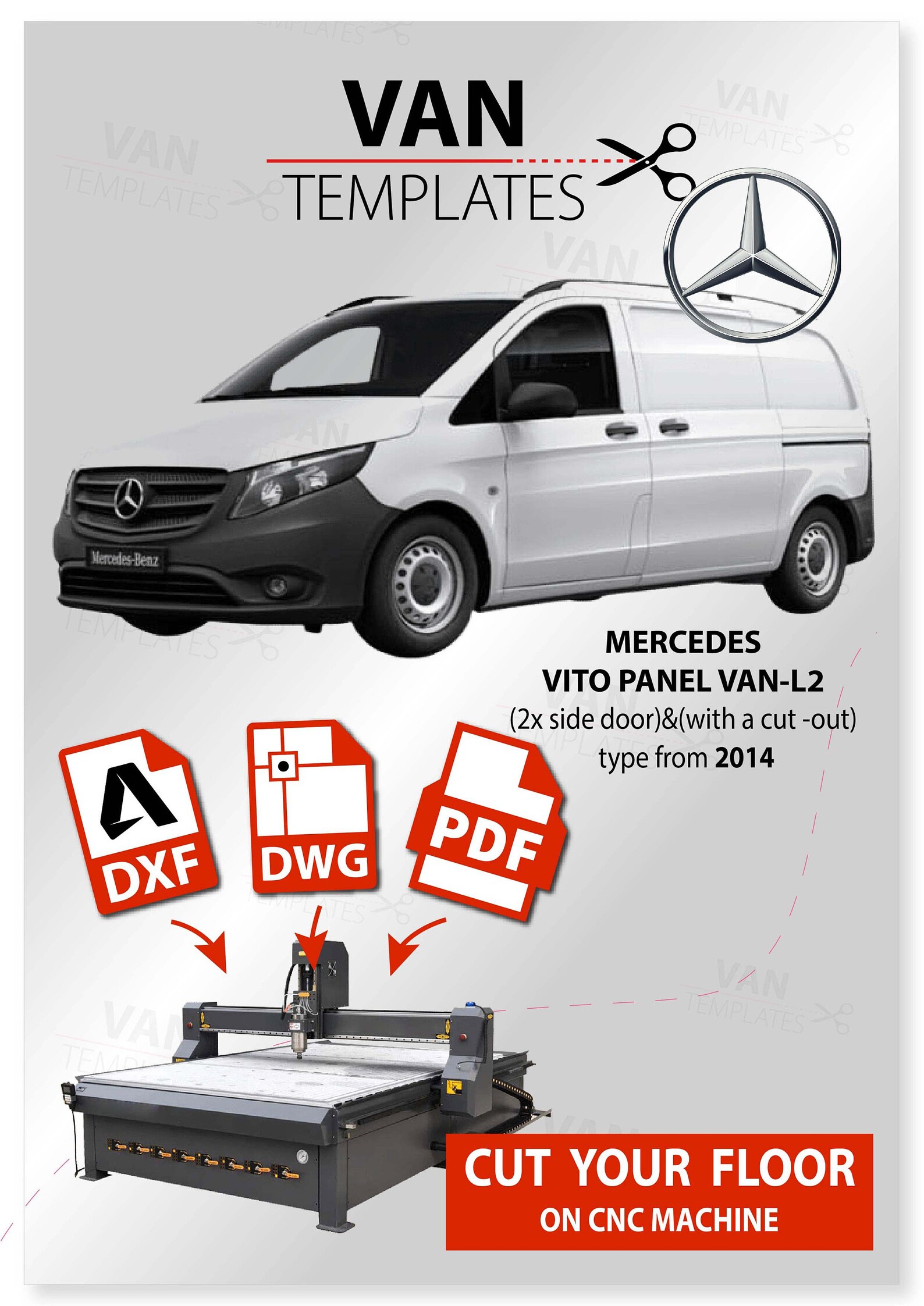 VITO DXF FLOOR Template-l2-2x Side Door-with a Cut Out-type From 2014 ...