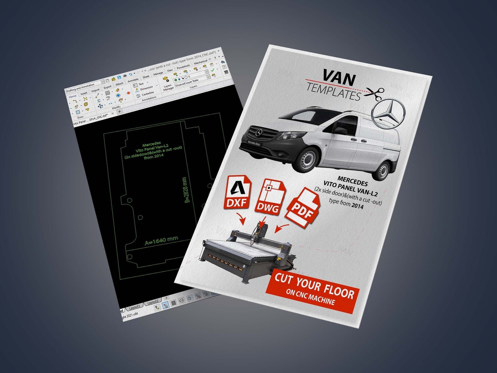 VITO DXF FLOOR Template-l2-2x Side Door-with a Cut Out-type From 2014 ...