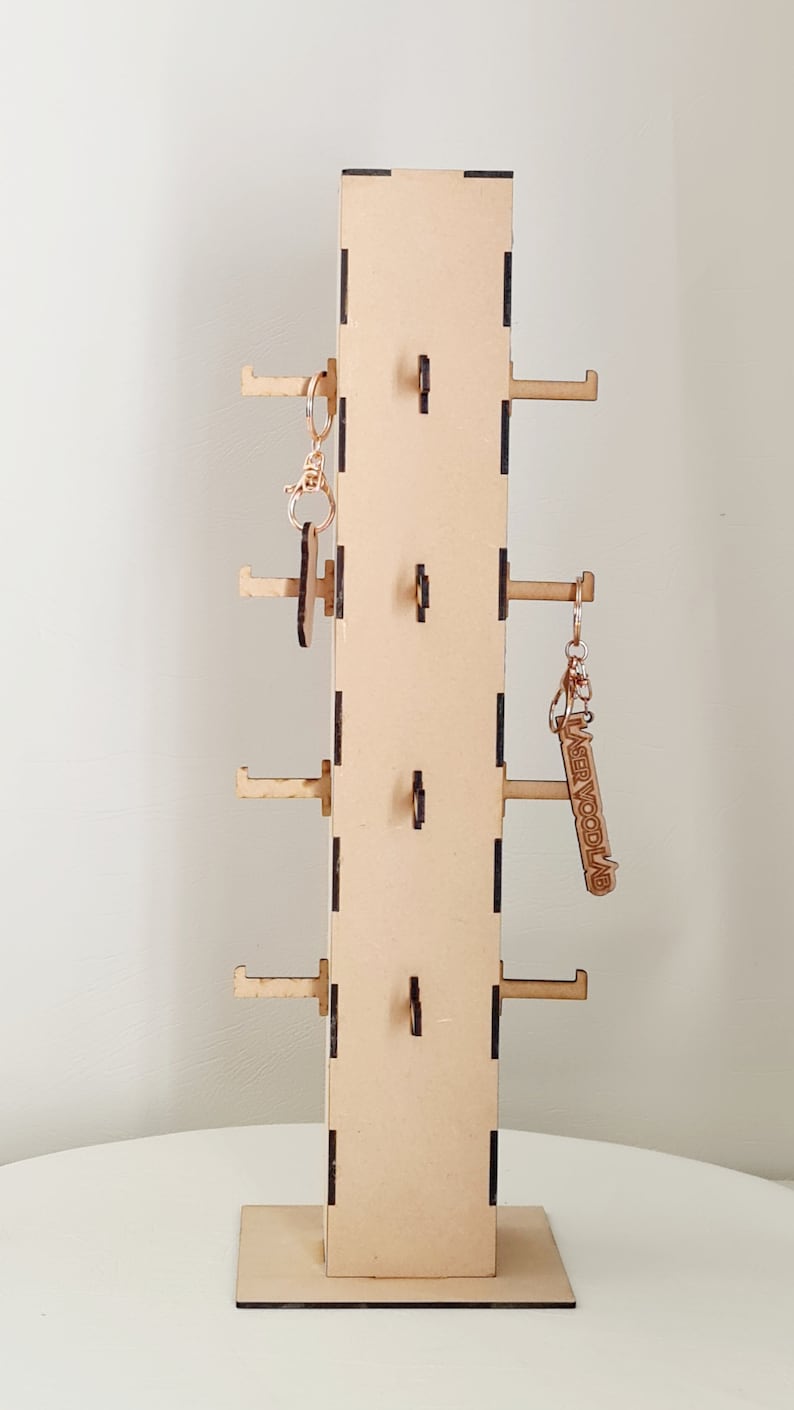 Key Display Stand Laser Cut File | Keychain Organizer (SVG, DXF, PDF ...