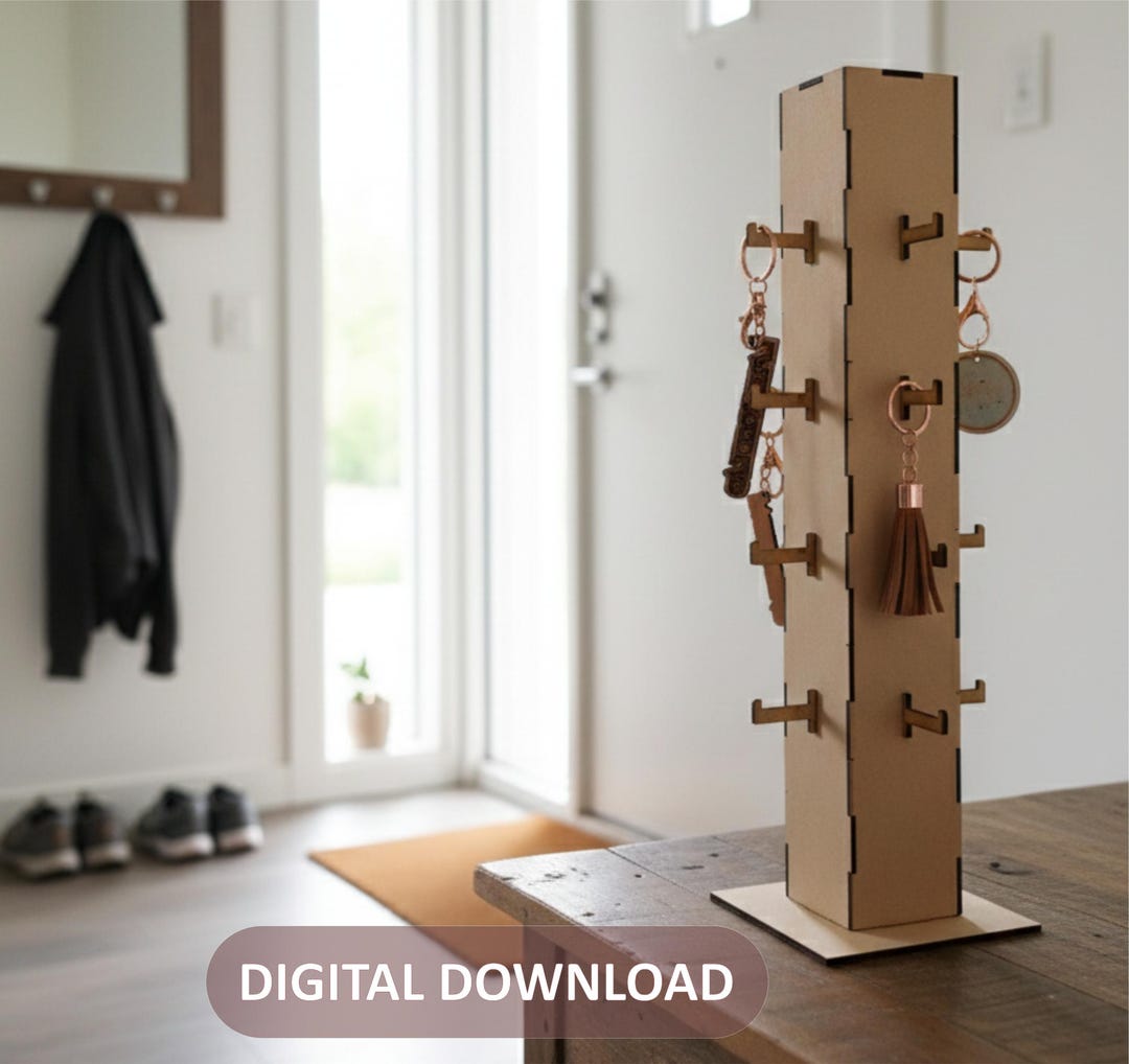 Key Display Stand Laser Cut File | Keychain Organizer (SVG, DXF, PDF ...