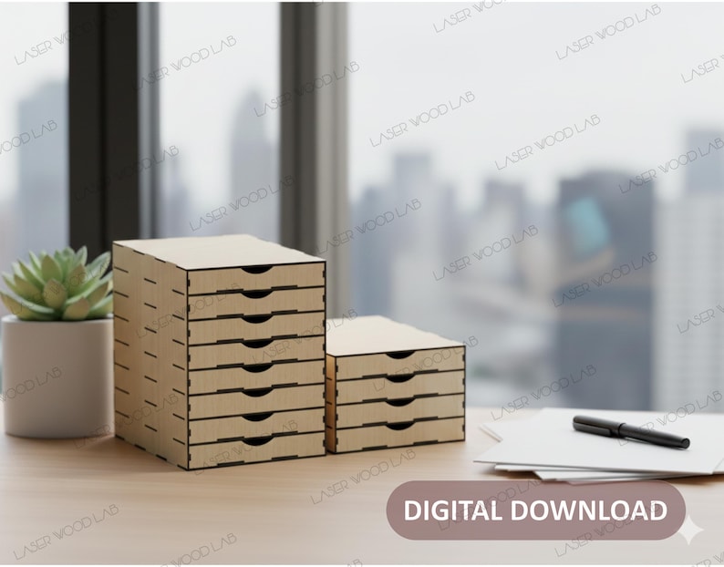 Laser Cut Storage Box File – 4 & 8 Drawer Designs (digital Download) - Etsy